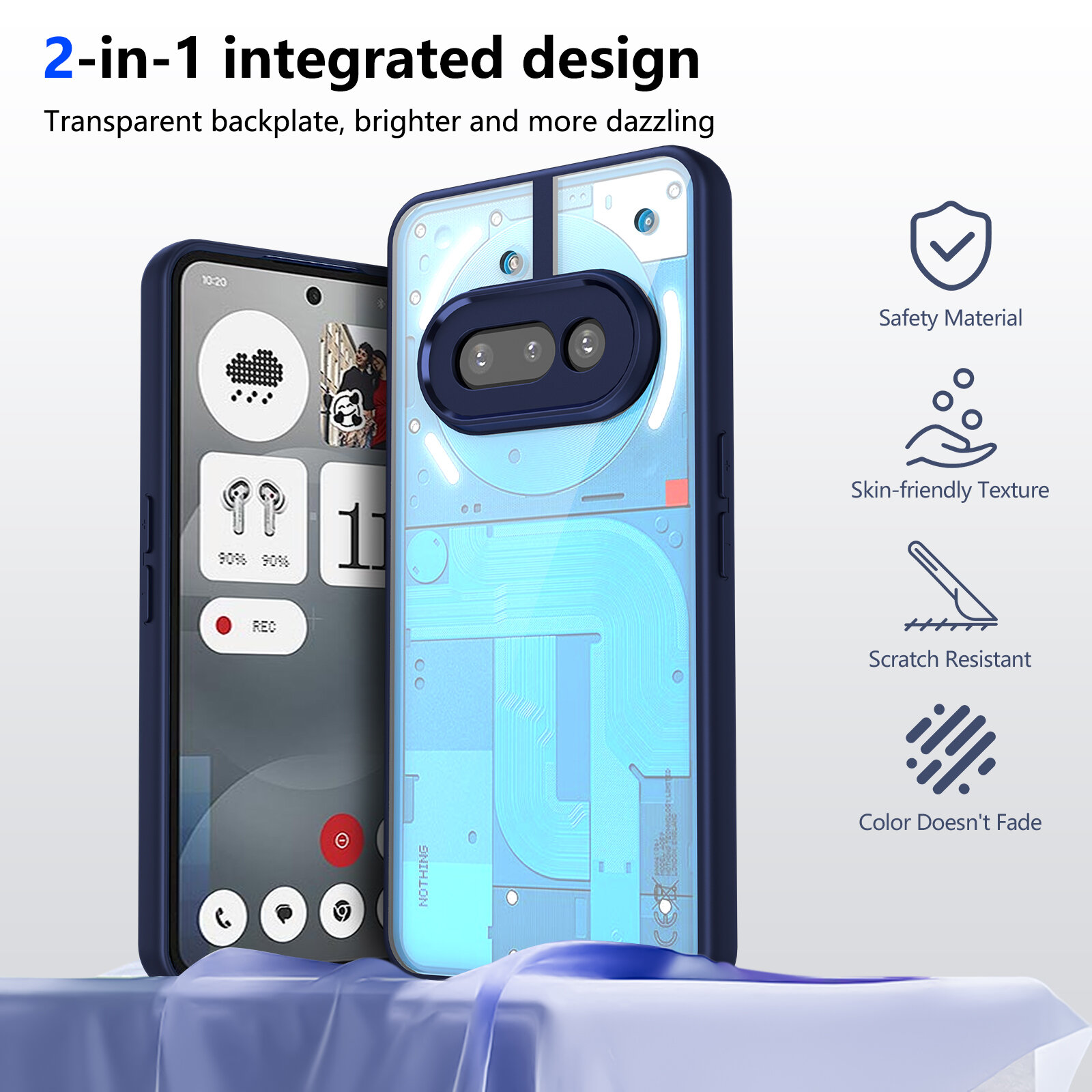 Чехол для Nothing Phone 3a / Нотинг Фон 3a, глянцевая поверхность, пластик, защита камеры, ударопрочный, Nothing, Nothing Phone 3a, чехол-кардиомонитор, blue
