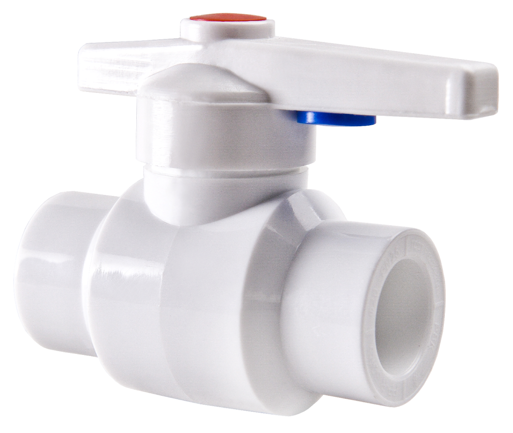 Кран шаровый для воды РВК прямой, полипропилен, белый, диаметр трубы 25мм / запорная арматура