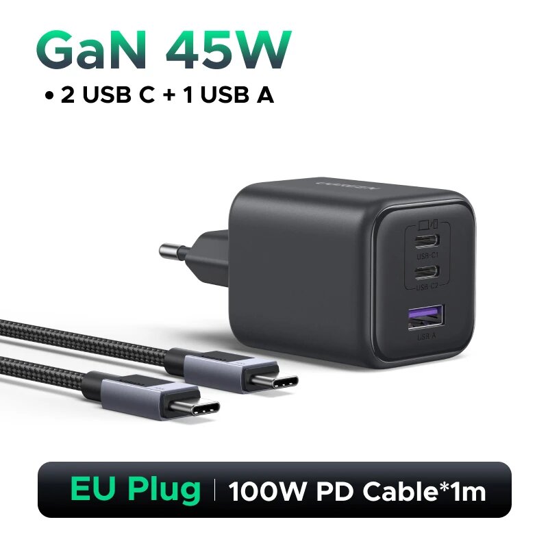 Устройство зарядное UGREEN, 100 Вт, 4 порта, Тип C, PD 3,0 EU USB C Cable Set