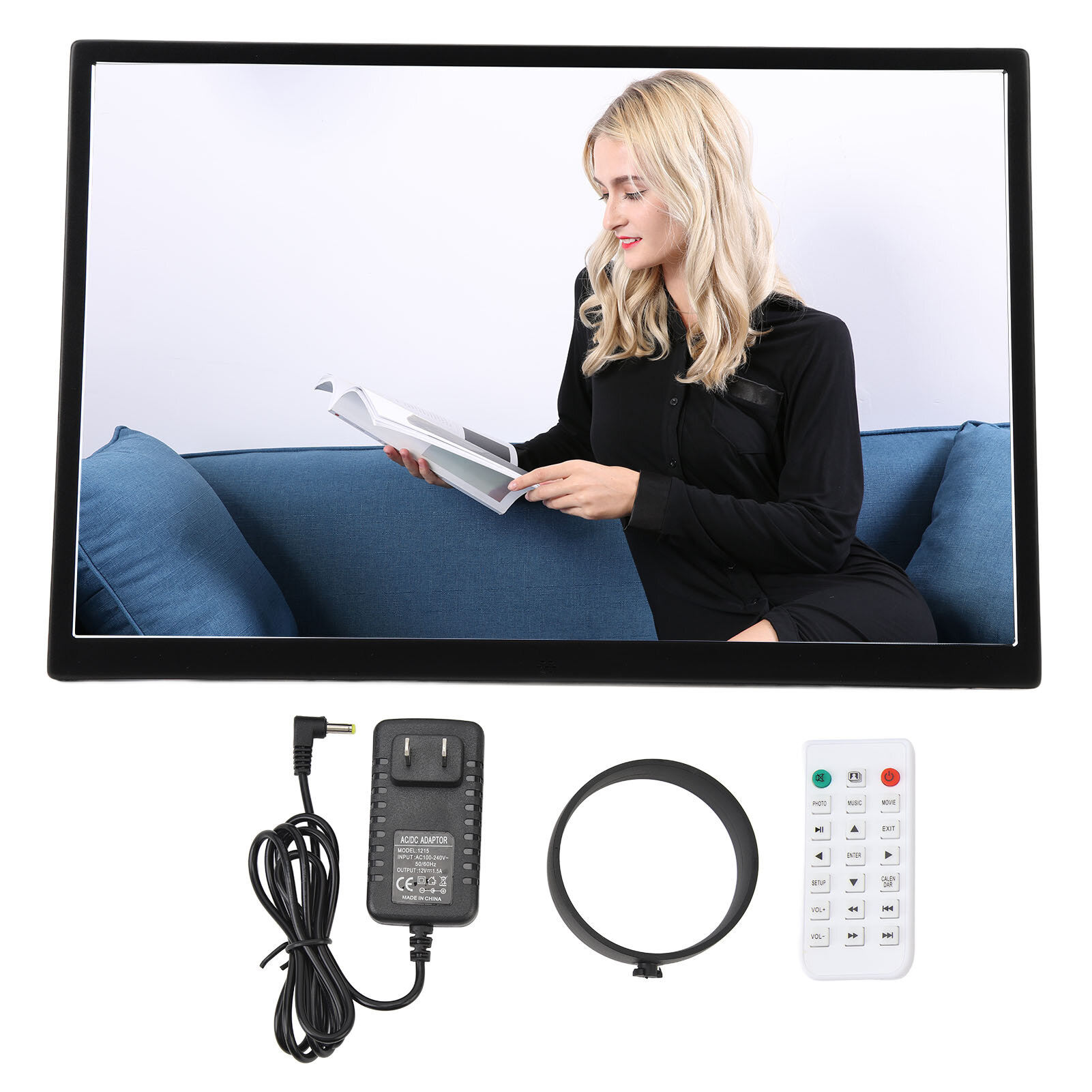Цифровая фоторамка 17 дюймов, черная, ультратонкая, 1440x900, 1080p, видео, музыка, календарь, пульт дистанционного управления, электронный альбом, 100-240 В, вилка стандарта США.