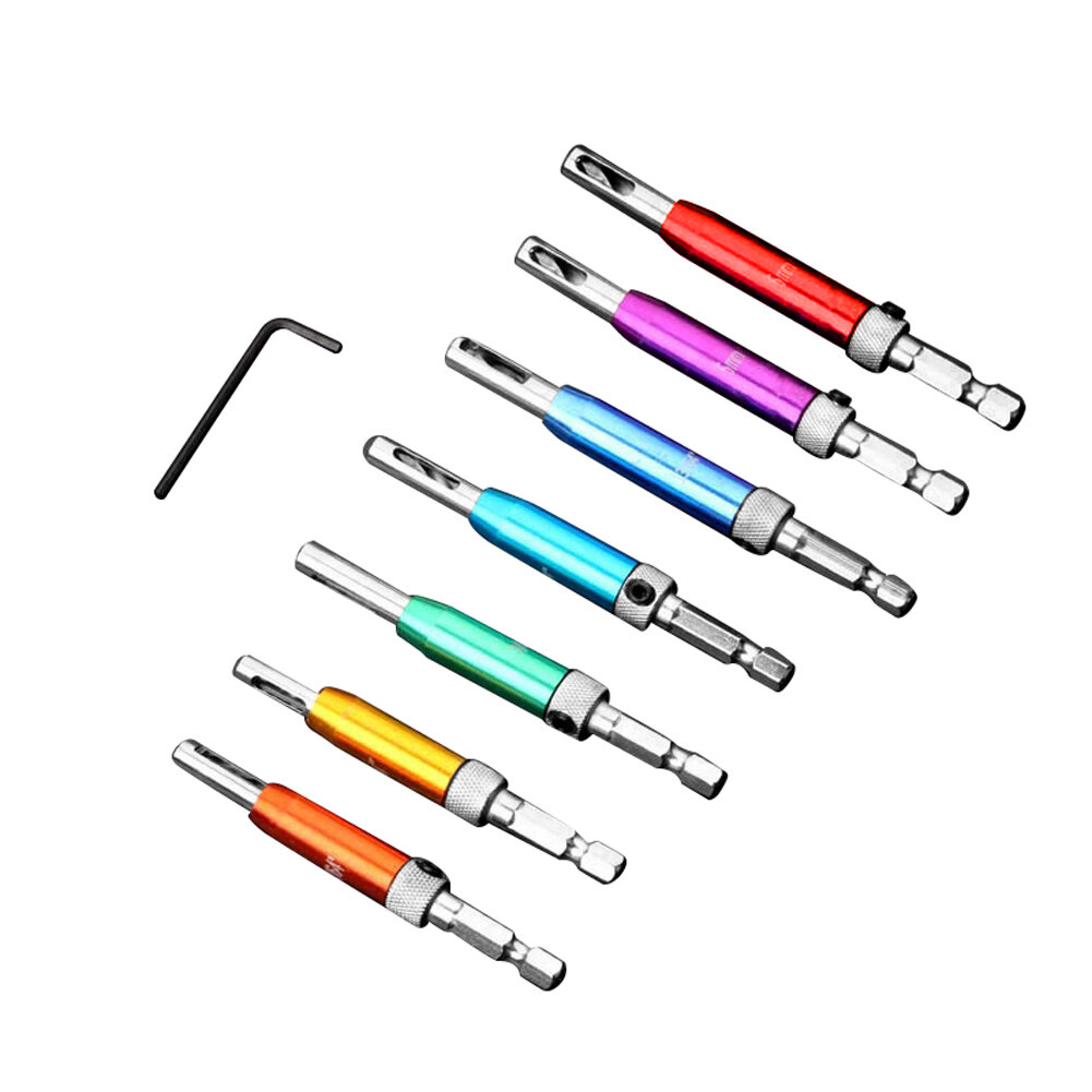 Набор из 7 самоцентрирующихся сверл для дверных петель HSS, дырокол для отверстий в петлях, деревообрабатывающие инструменты с гаечным ключом