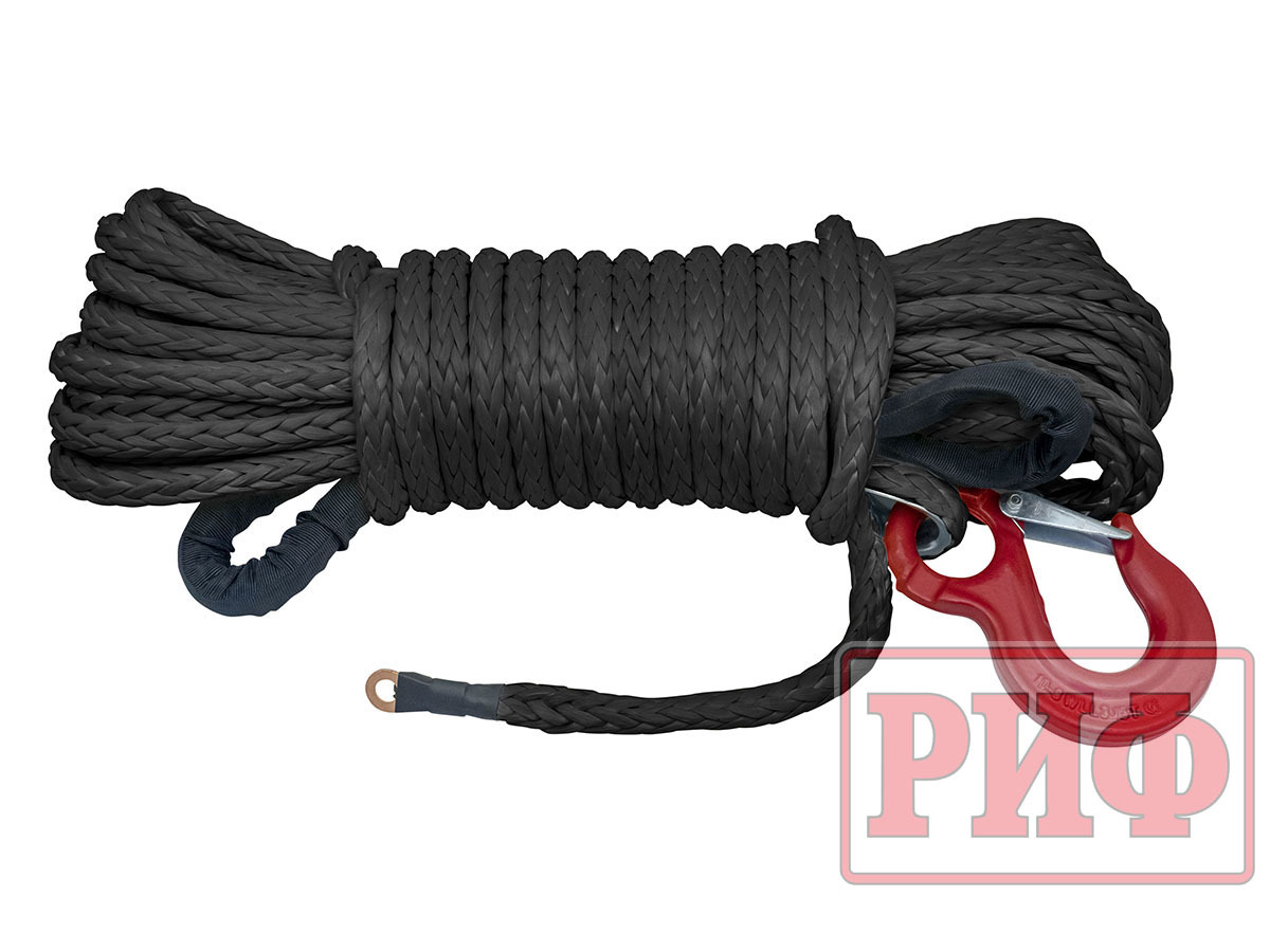 Трос для лебёдки синтетический РИФ 10 мм/25 м черный (готовый)