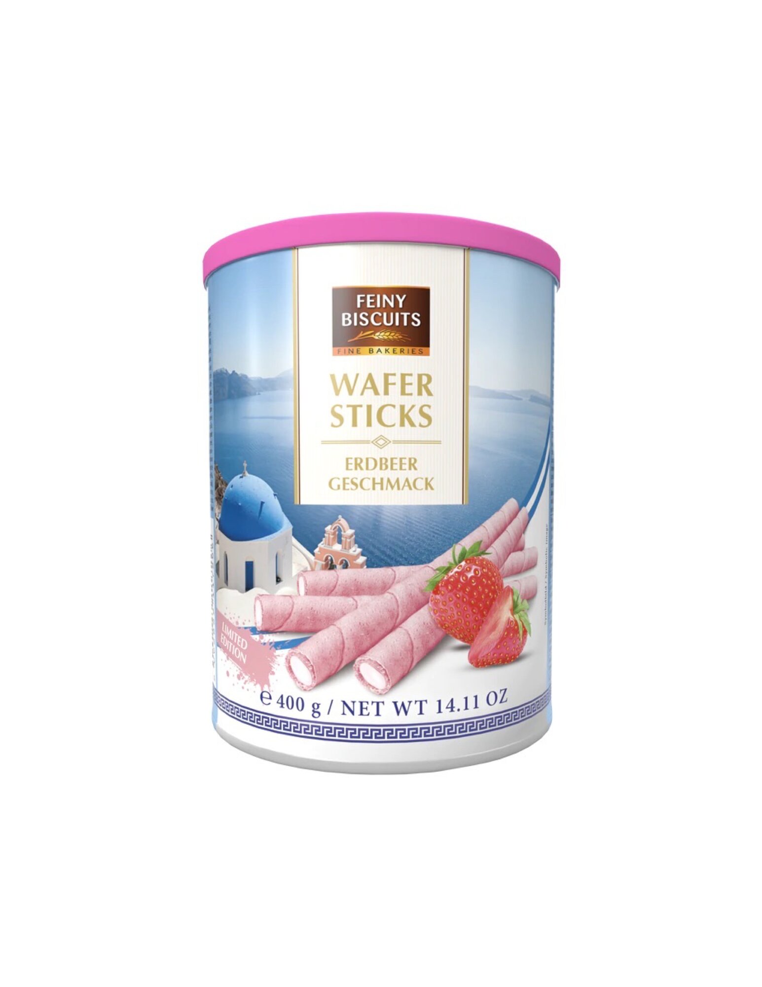 Вафельные трубочки Feiny Biscuits с клубничным кремом 400 г (Австрия)