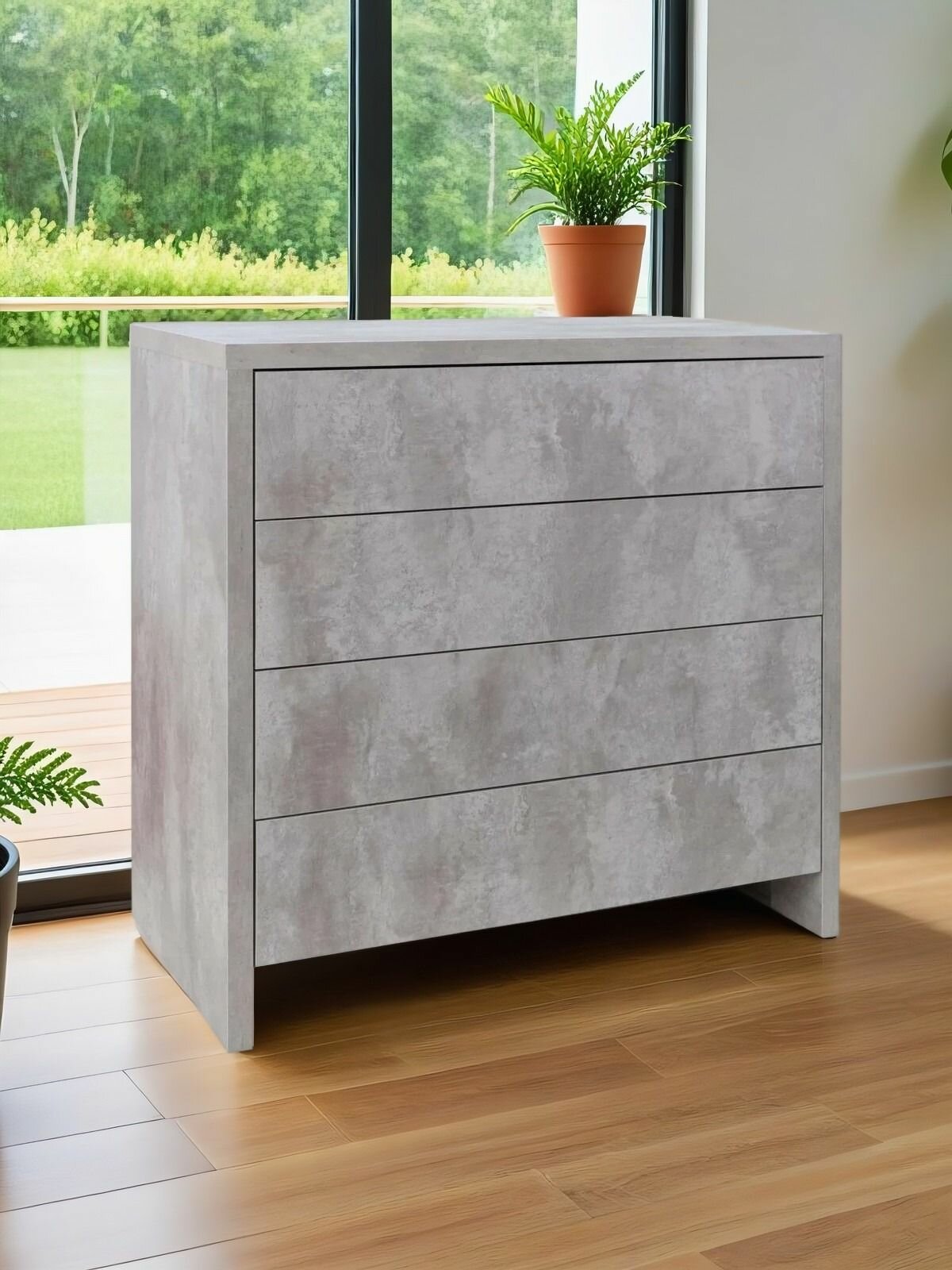 Комод для одежды и хранения вещей Некст К4 Ивару с ящиками 90х50х100 см Цемент Светлый