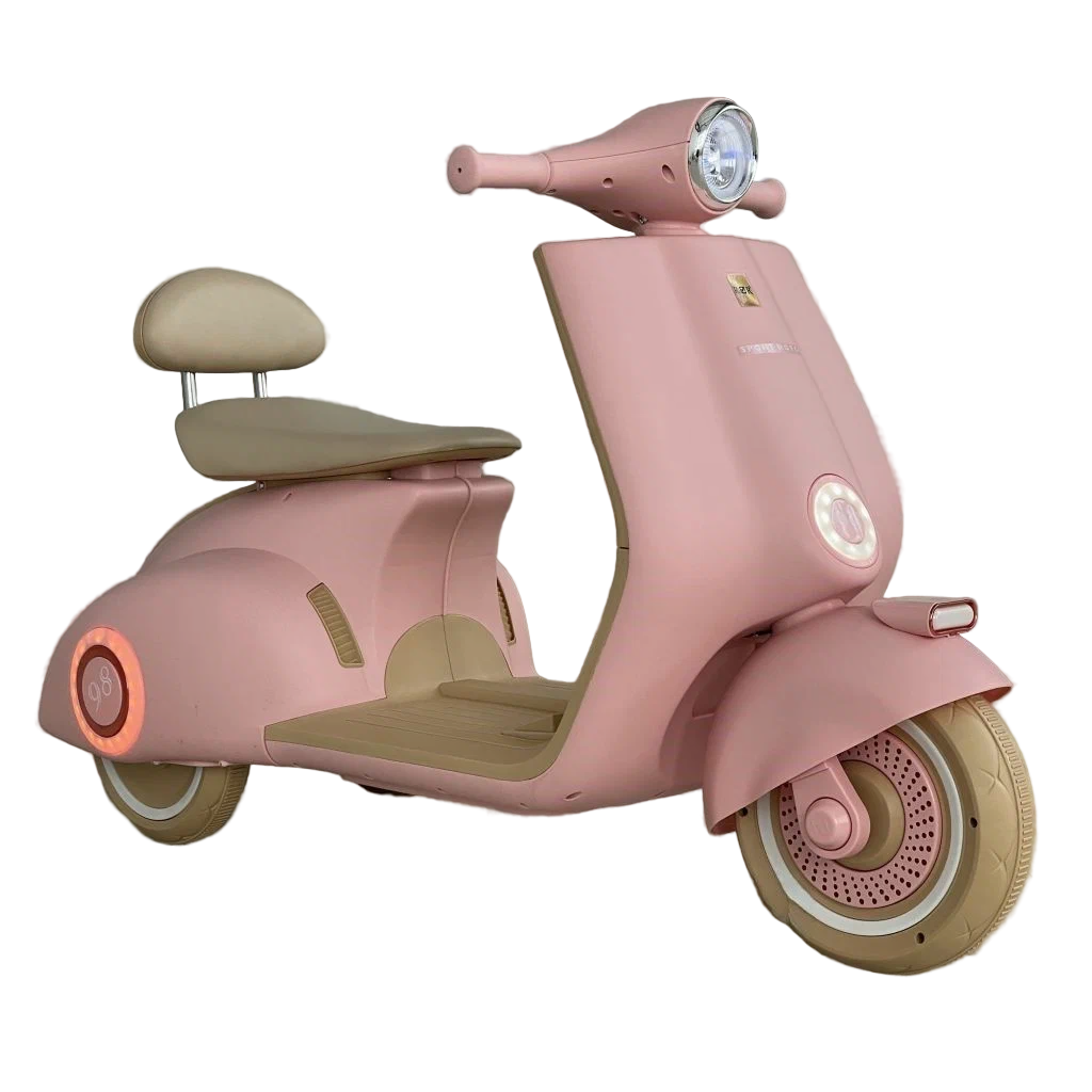 Детский электроскутер Vespa К777PХ, розовый, до 40 кг, 3 места