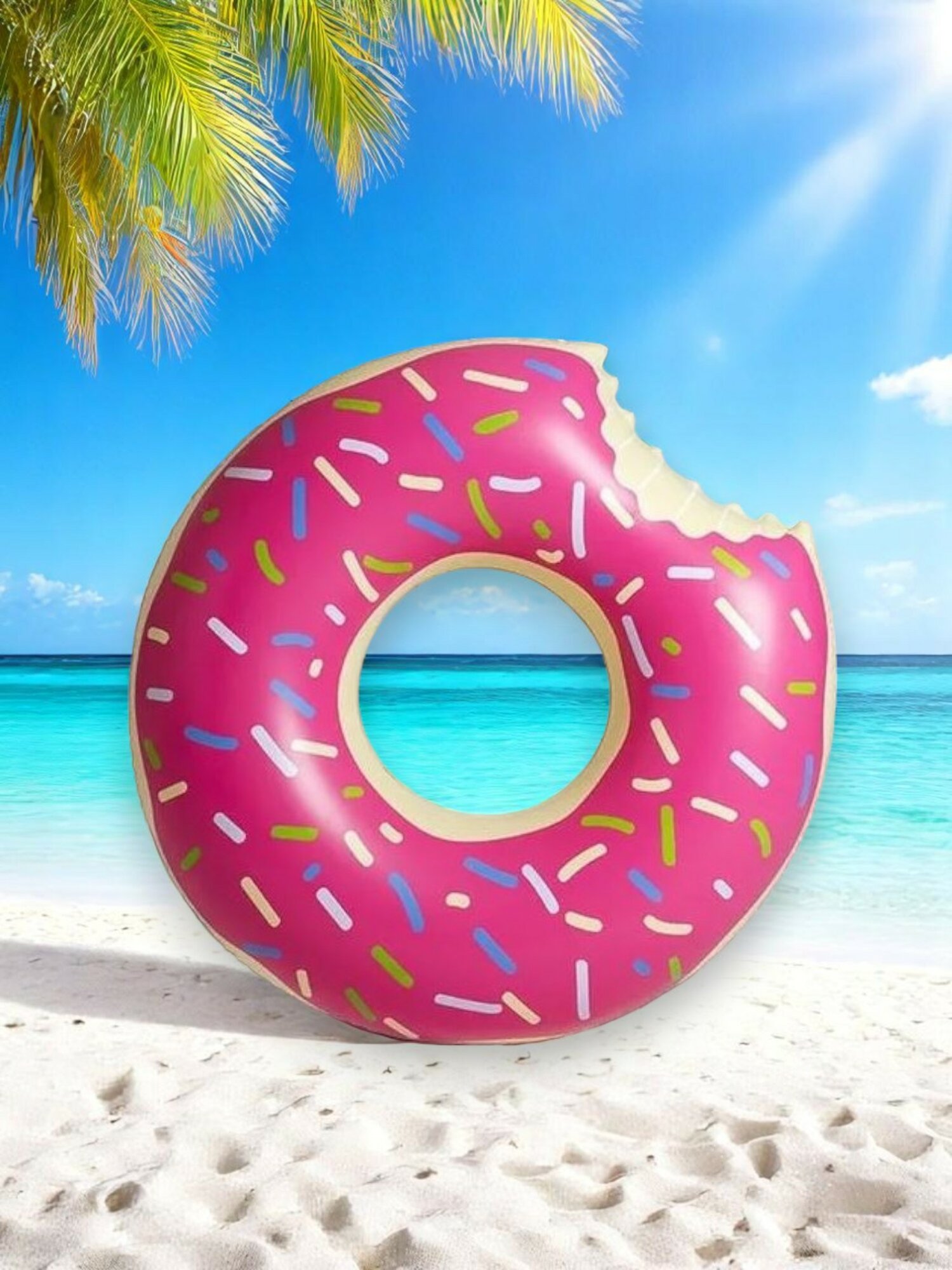 Надувной круг для плавания Пончик, 100см, розовый цвет