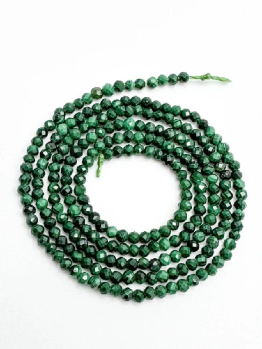 1205 Малахит зеленый натуральный камень для вышивки 3мм 1 шт