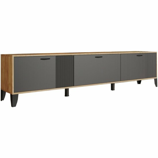 Тумба под ТВ Микон ТВМ-9 дуб крафт золотой/карбон вулкан