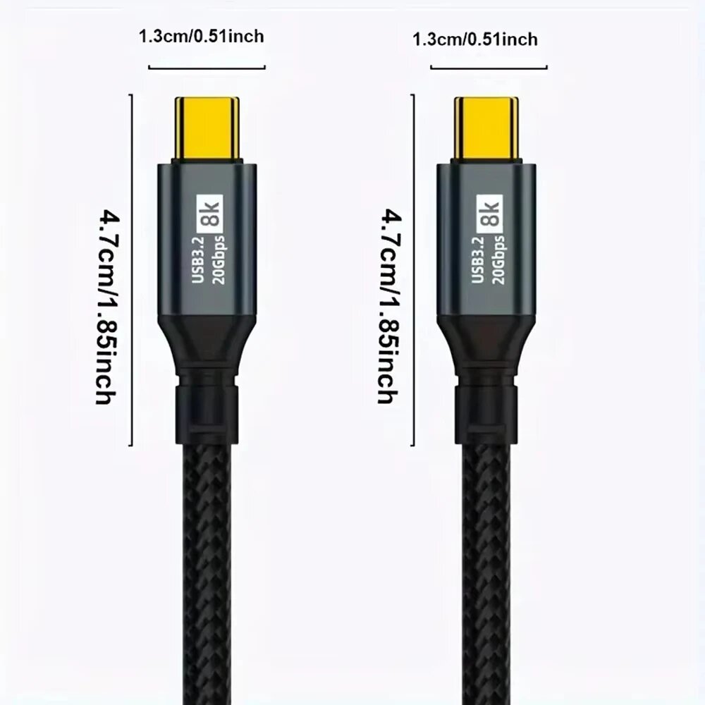 Кабель USB-C На USB-C 100W PD 3.2, Высокоскоростной Type-C Gen2, 20 Гбит/с, 8K При 60 Гц, Для 2m