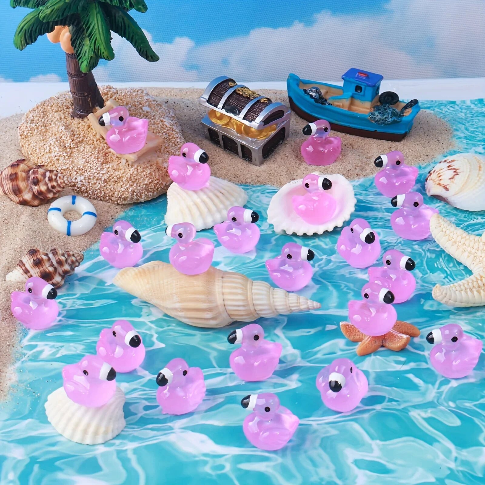 Набор из 50 фигурок уток и фламинго из смолы type1