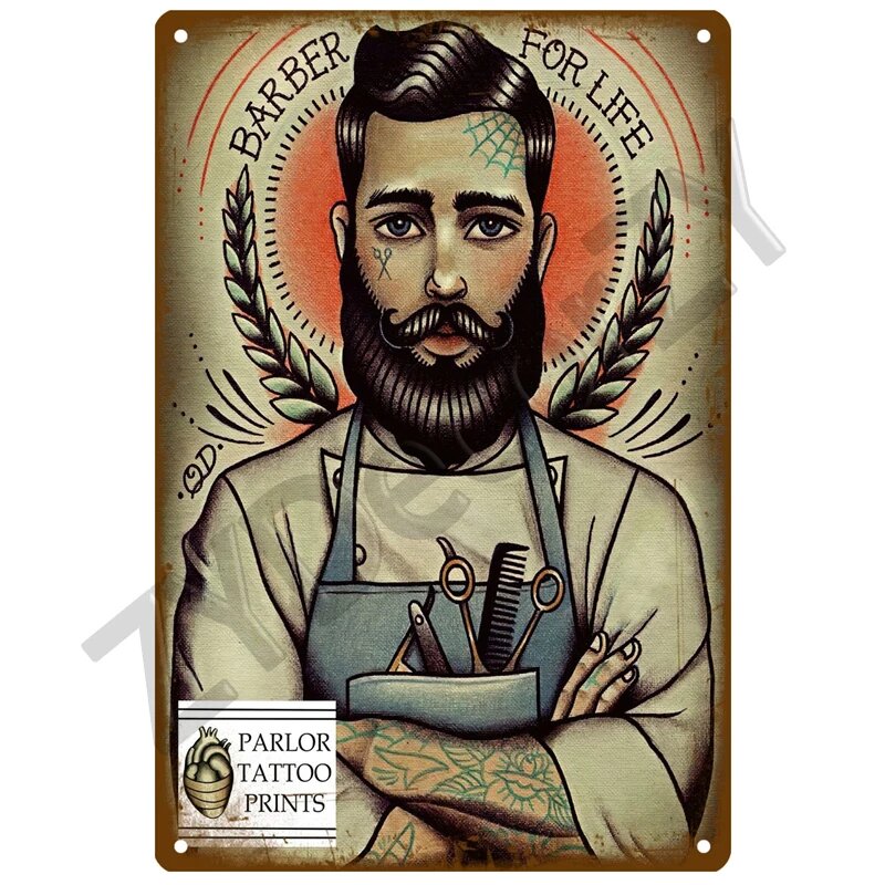 Ретро вывеска "Barber For Life" YHMO30005