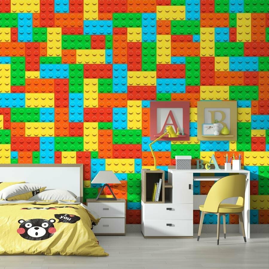 Фотообои Кирпичики Лего 12-1355-L-Холст 270 x 400 см (ВхШ) Бесшовные, флизелиновые, влагостойкие обои MasterFresok