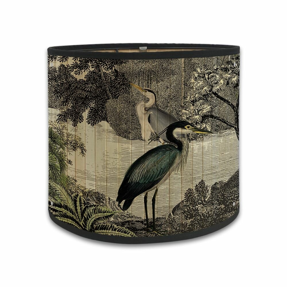 Барабанный абажур для настольной лампы торшера люстры, винтажный с рисунком птиц, сменный плафон, размер 30x30x30 см