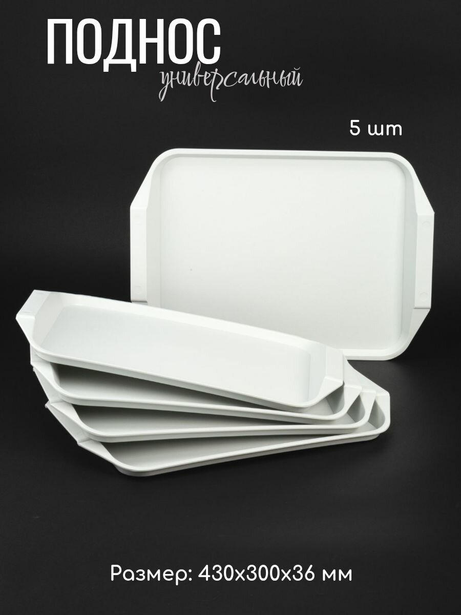 Поднос пластиковый столовый 30*43см Martika 5 шт