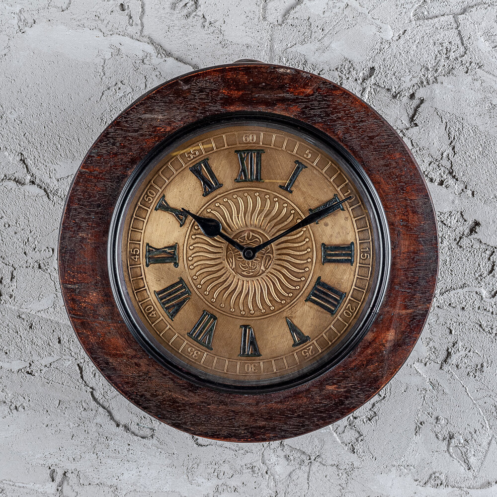 Часы настенные интерьерные кварцевые, Decor of today, 32х7х32, деревянные, коричневые