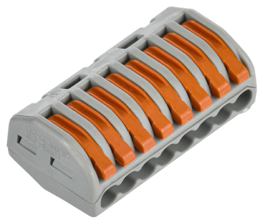 Клемма для проводов IEK / ИЭК СМК 222-418 строительно-монтажная восьмипроводная, серая, 146х407х208мм, UKZ20-418-050, 1шт. / зажим