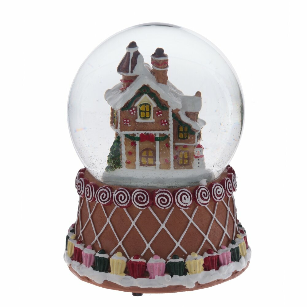 Снежный шар Пряник (подсв, муз, вьюга, AAAх3 н/п) D9,5 см, 10,5х10,5х15 см KSM-808422