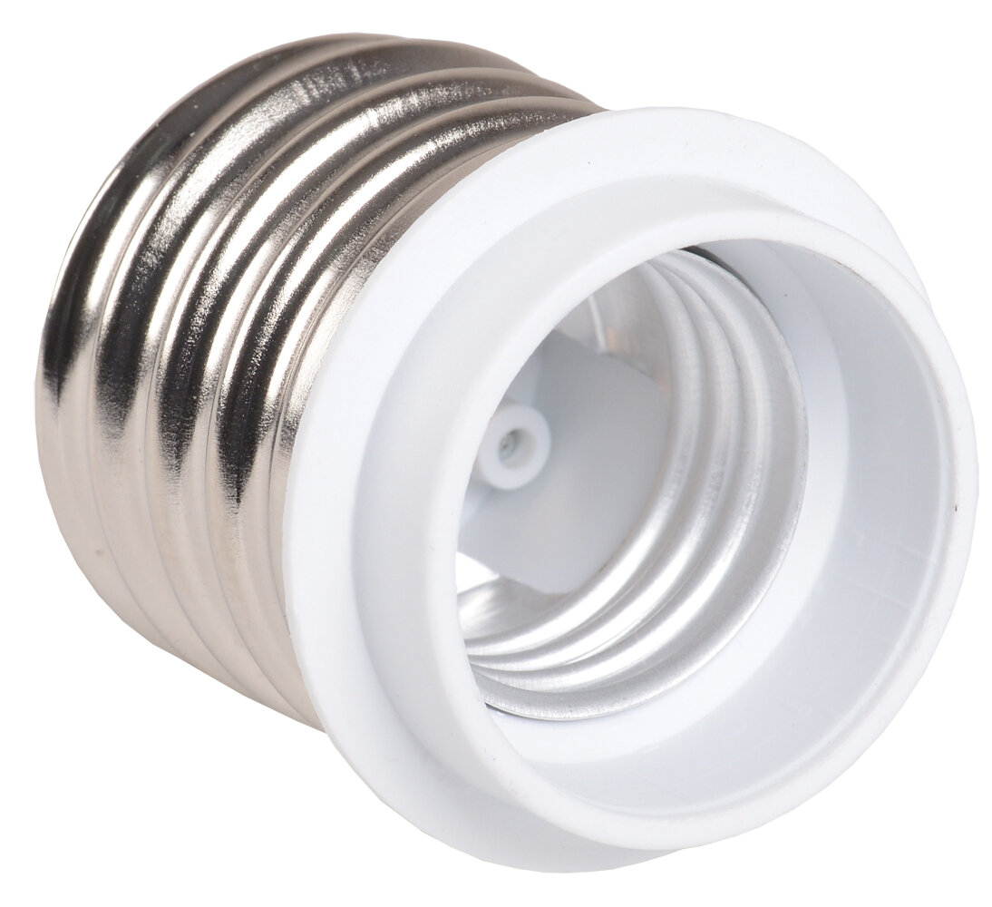 Переходник IEK адаптер-переходник, с цоколя E40 на E27, пластик, белый, в индивидуальном пакете