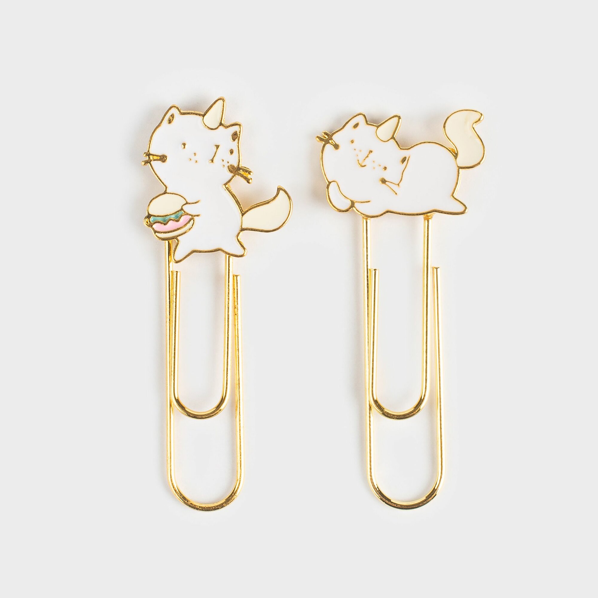 Скрепка канцелярская, 6 см, 2 шт, металл, розовая/голубая, Кот-единорог, Cat-unicorn