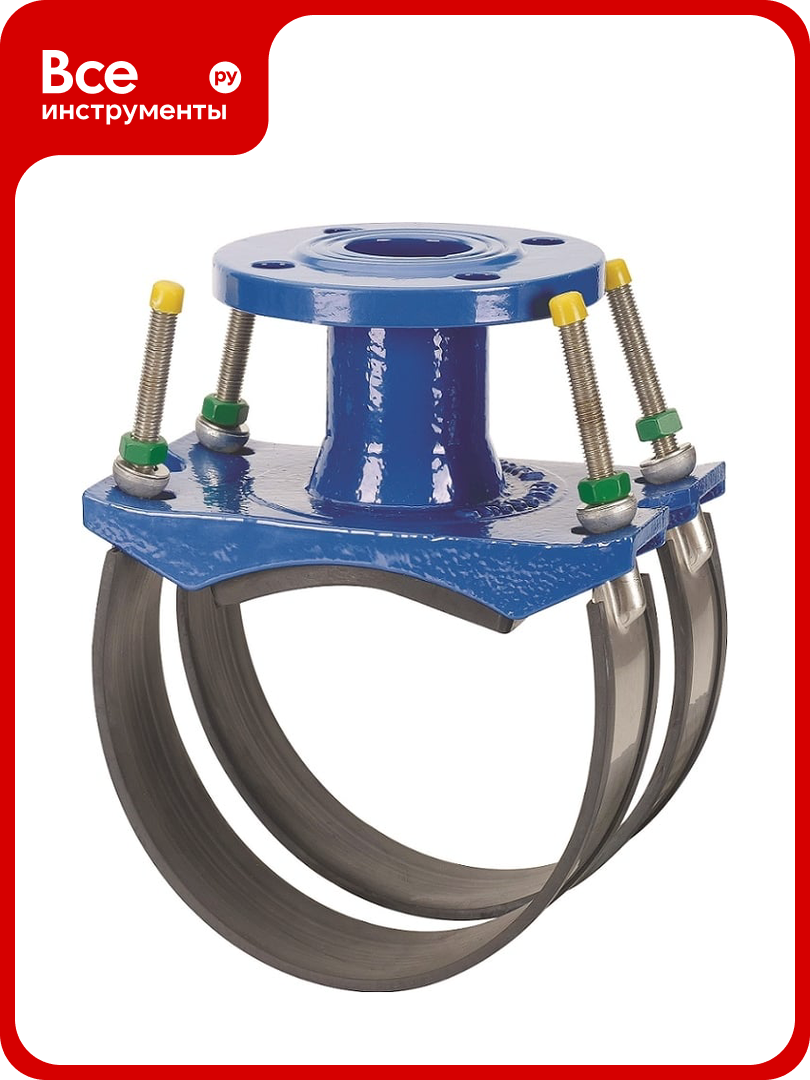 Хомутовый фланцевый отвод (седелка) атка Ду100x300 с эпоксидным покрытием, уплотнитель EPDM, ответвление водопровода