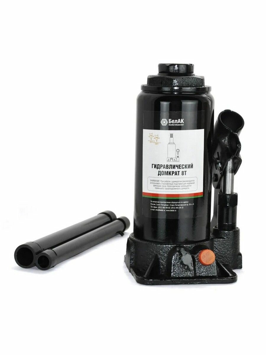 Домкрат бутылочный 8 тонн (TUV, 2 клапана) "БелАК" БАК00031