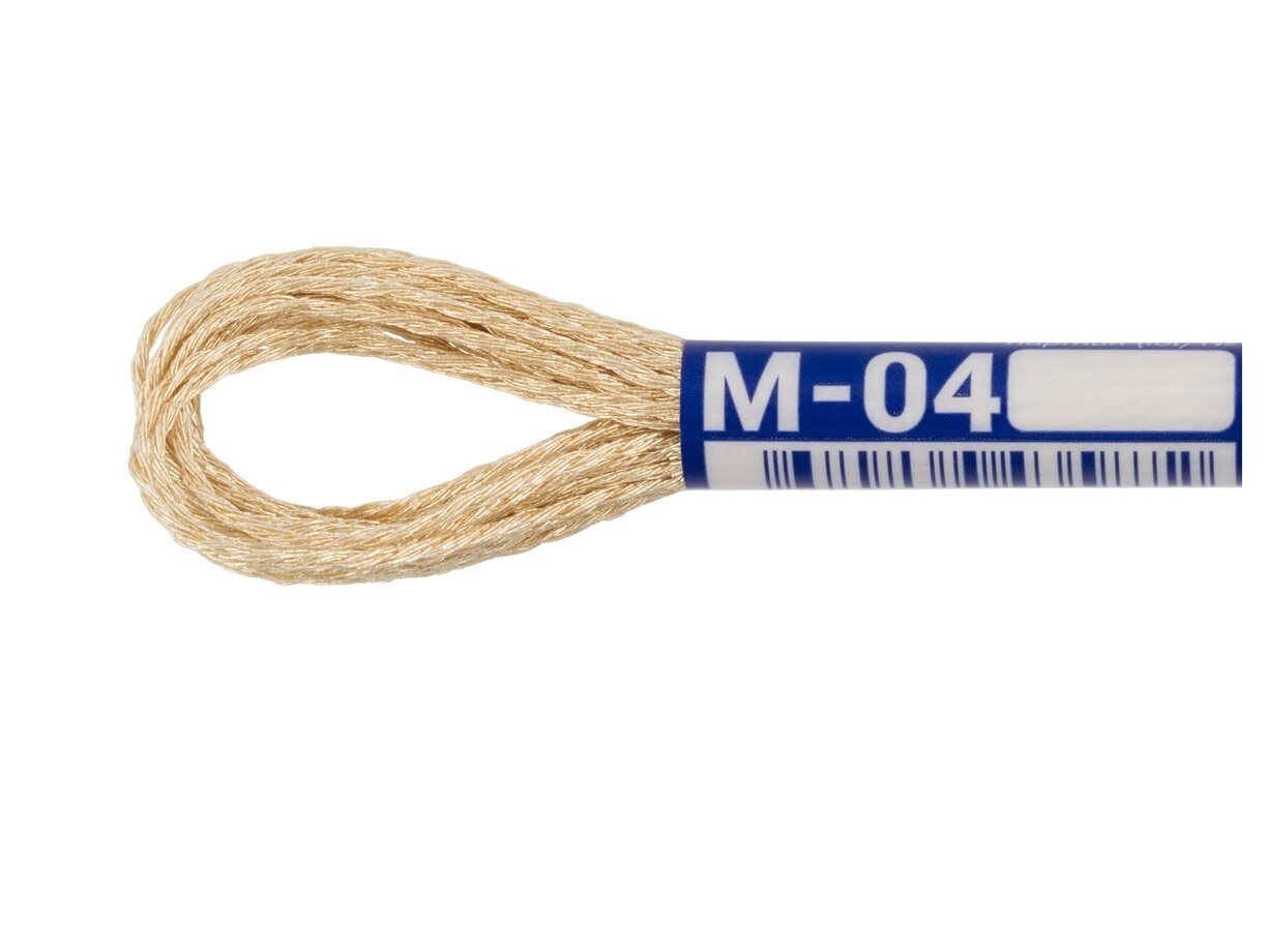 Мулине Gamma SM металлик, нитки для вышивания 8 м, M-04 св. золотой, 1 штука, 100% полиэстер