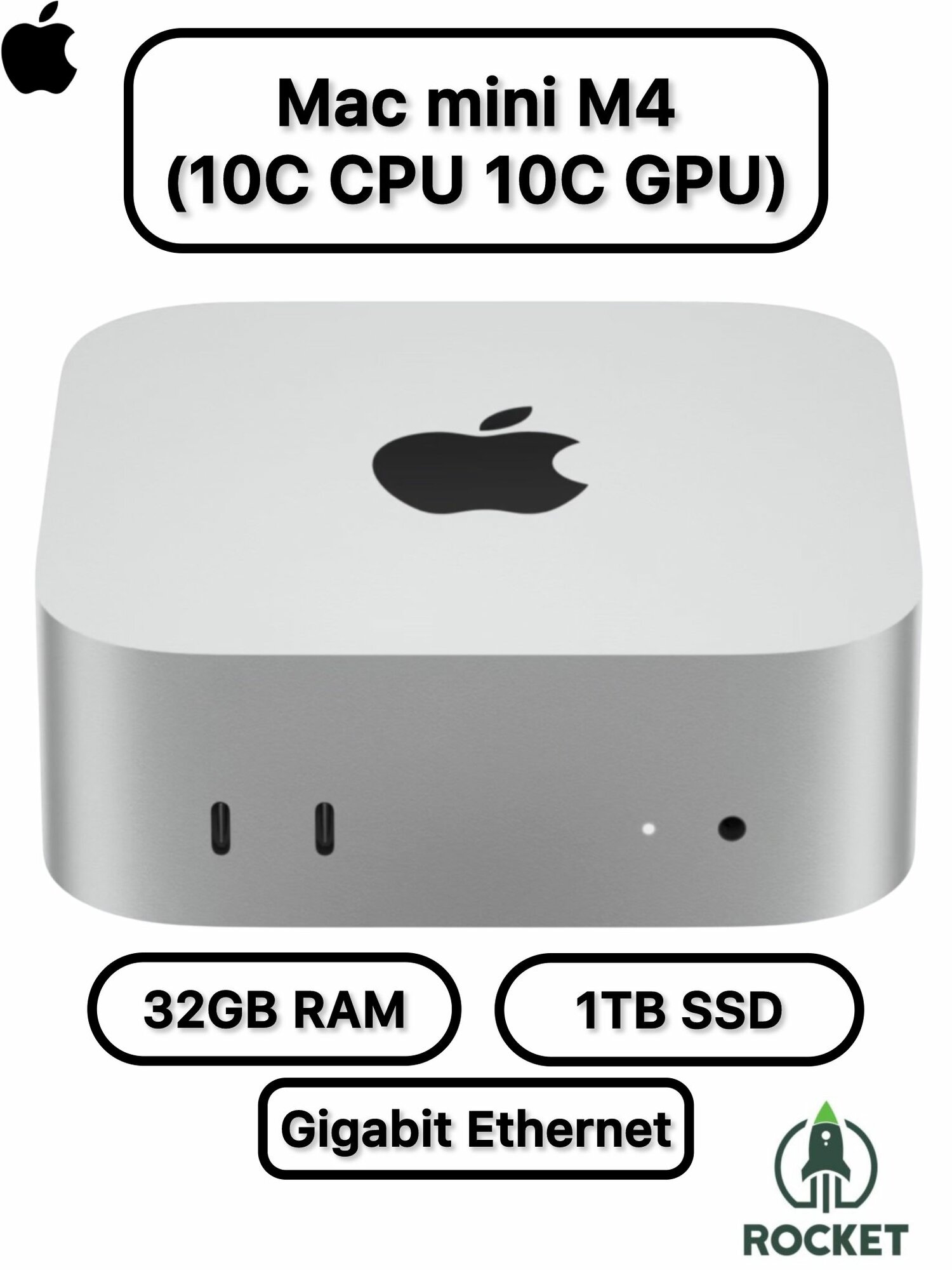 Мини компьютер Apple Mac Mini M4 2024 10C CPU, 10C GPU, 32GB RAM, 1TB SSD, Z1JX0008N