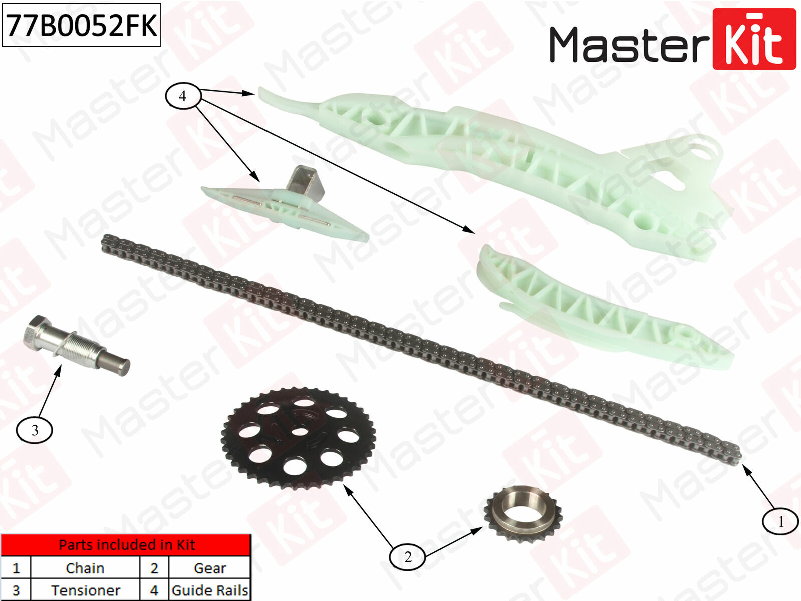 Комплект Цепи Грм Citroen/Peugeot C4 1.6 Thp 140/1.6 Thp 1 5Fr (Ep6Dt)(Masterkit 77B0052Fk)