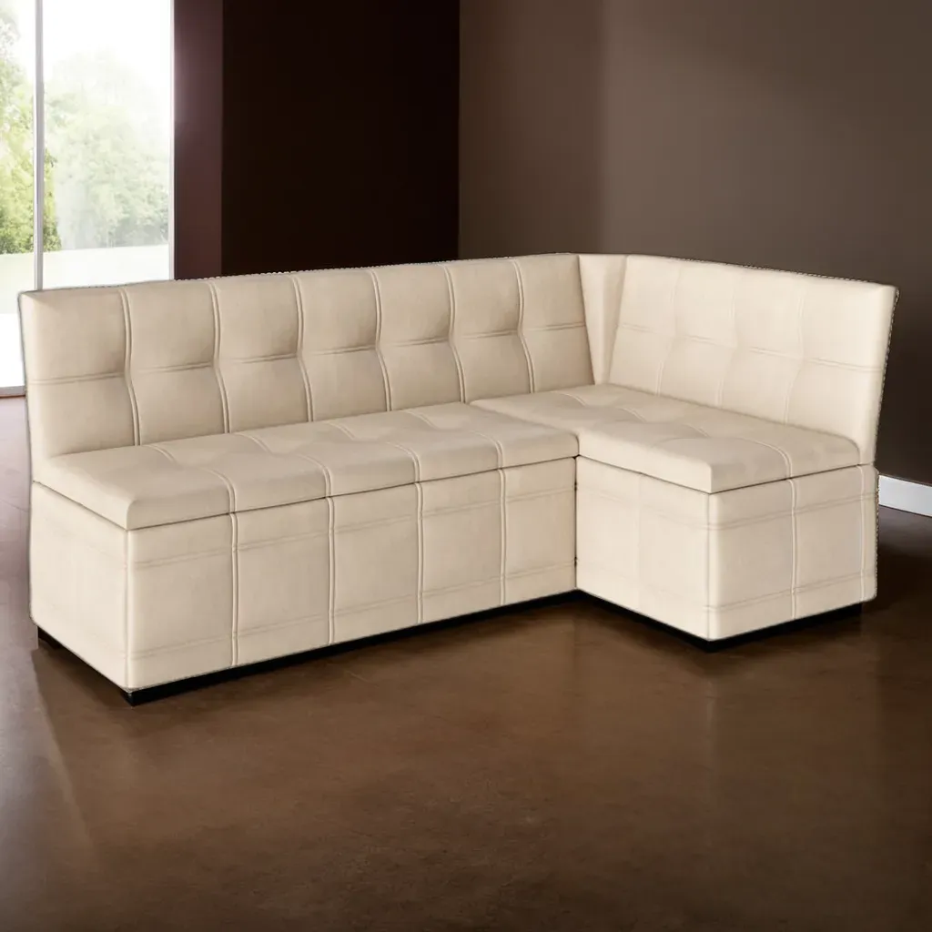 Диван "Квадро 1" PRIME (со спальным местом) L=191 см экокожа бежевая