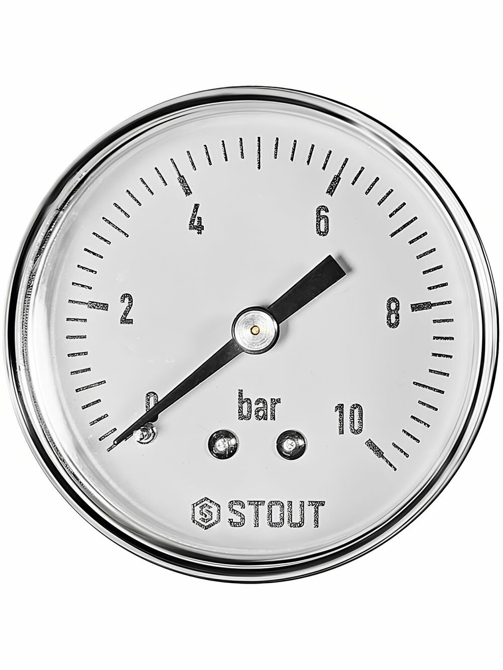 Манометр Stout, 0-10 бар, 1/4", D50мм, зад. подкл. (аксиальный), SIM-1009-501008