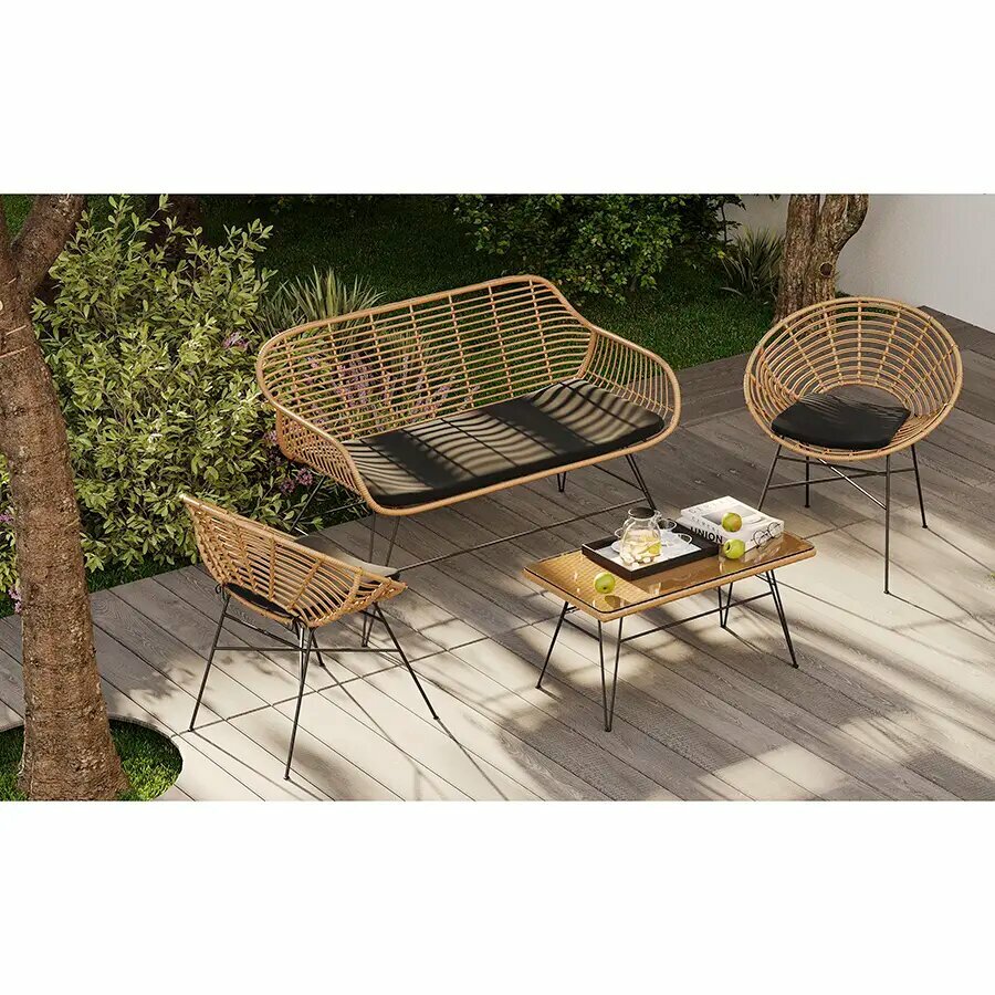 Кушетка vetle bent, 125х68х81 см, ротанг