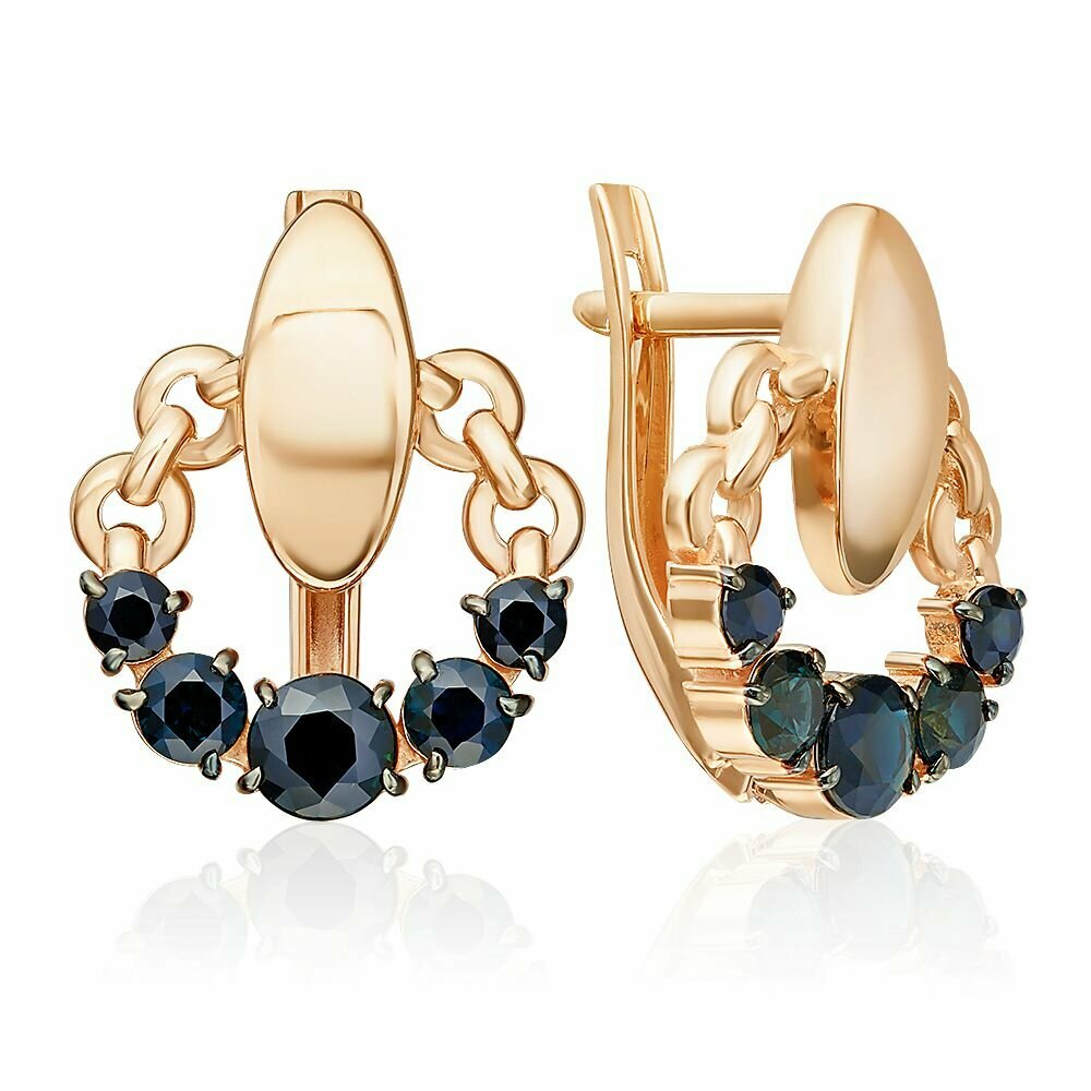 Серьги, красное золото, 585 проба, сапфир
