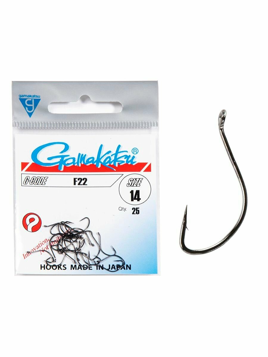Крючки Gamakatsu F22 HOOKS BLACK размер 14 (упк.25шт.)