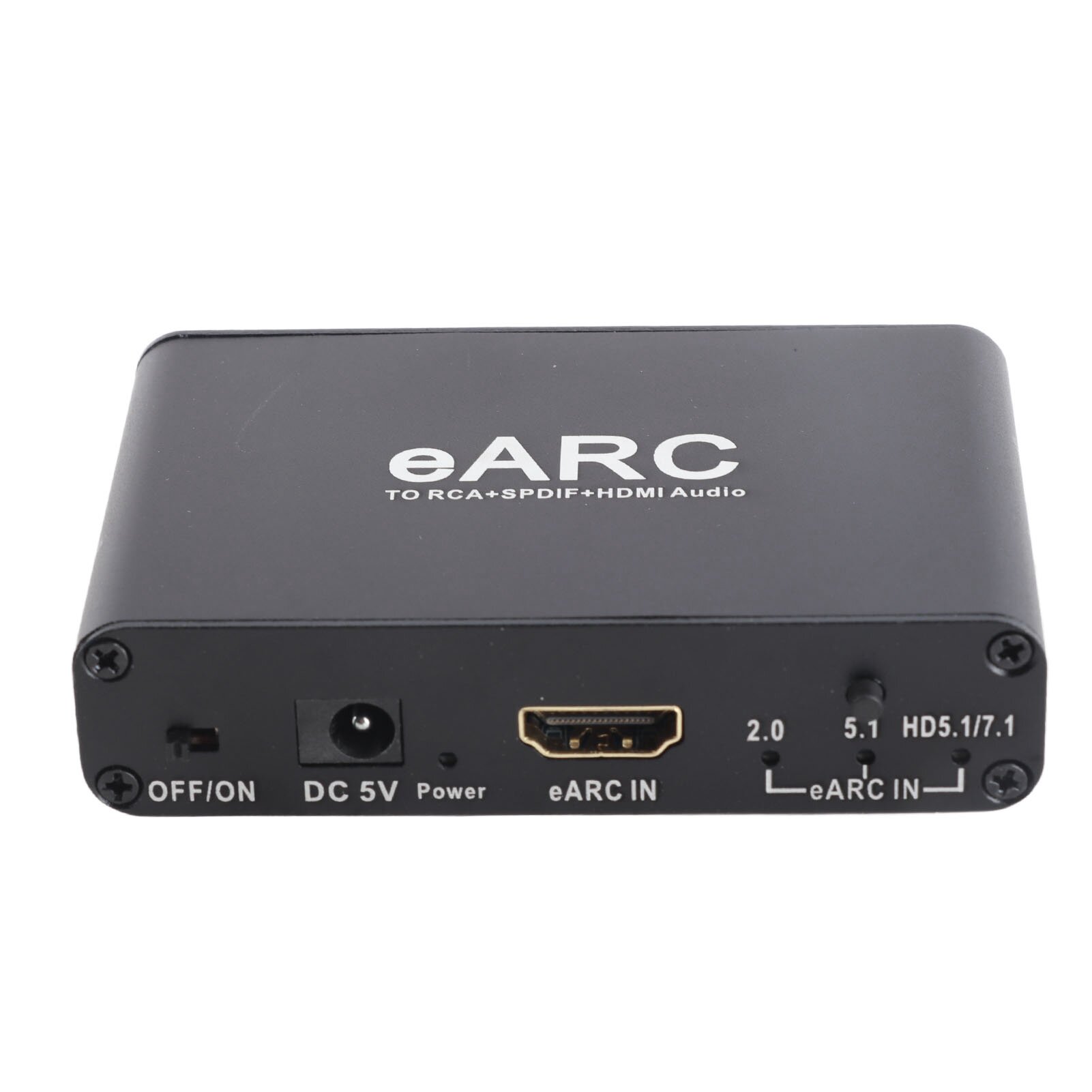 EARC ARC Sound Extractor с интерфейсом HD Multimedia, оптическим и 3.5mm выходом, адаптер ARC для HDTV, аудиосистемы, усилителя, материал алюминиевый сплав, входы eARC ARC, HDMI 1.4, разрешение 720P, форматы PCM AC3 DTS DD+ DTS-HD Master Sound True HD,