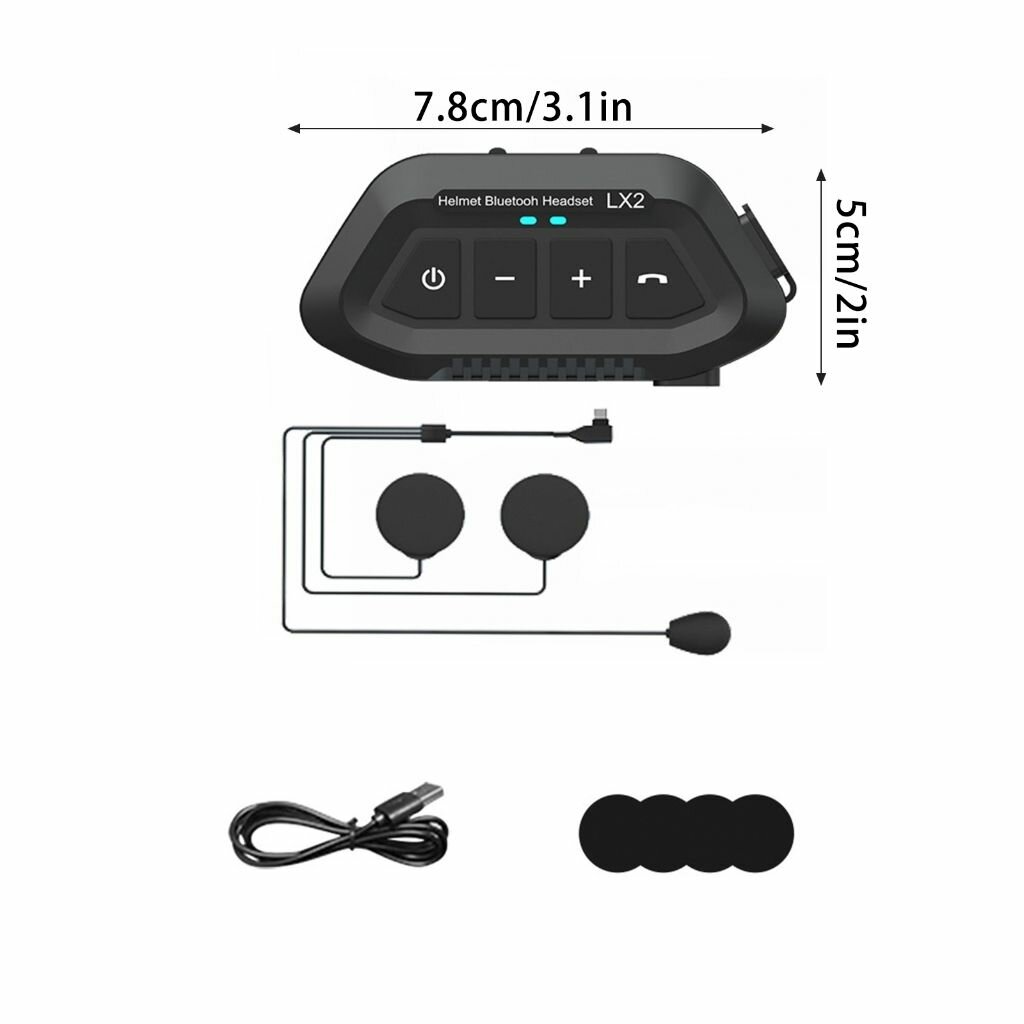 Гарнитура для мотоциклетного шлема LX2, полный шлем, полушлем, длительное время автономной работы, водонепроницаемая гарнитура всадника-белая твердая пшеница