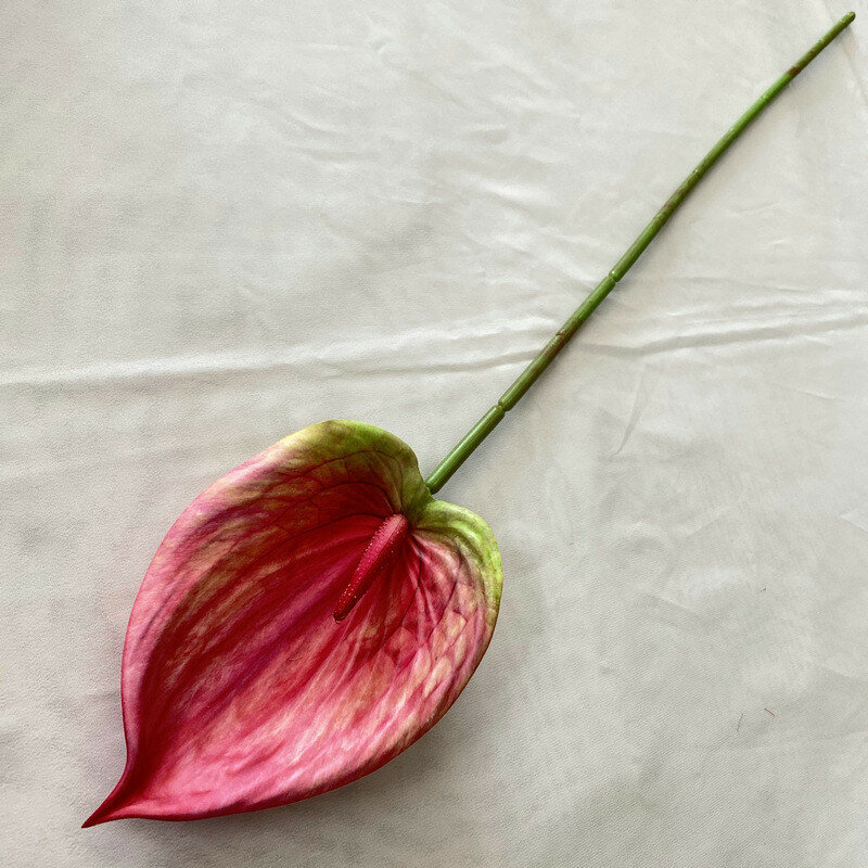 Искусственный антуриум флористическая композиция мягкая на ощупь домашнее офисное украшение розовый