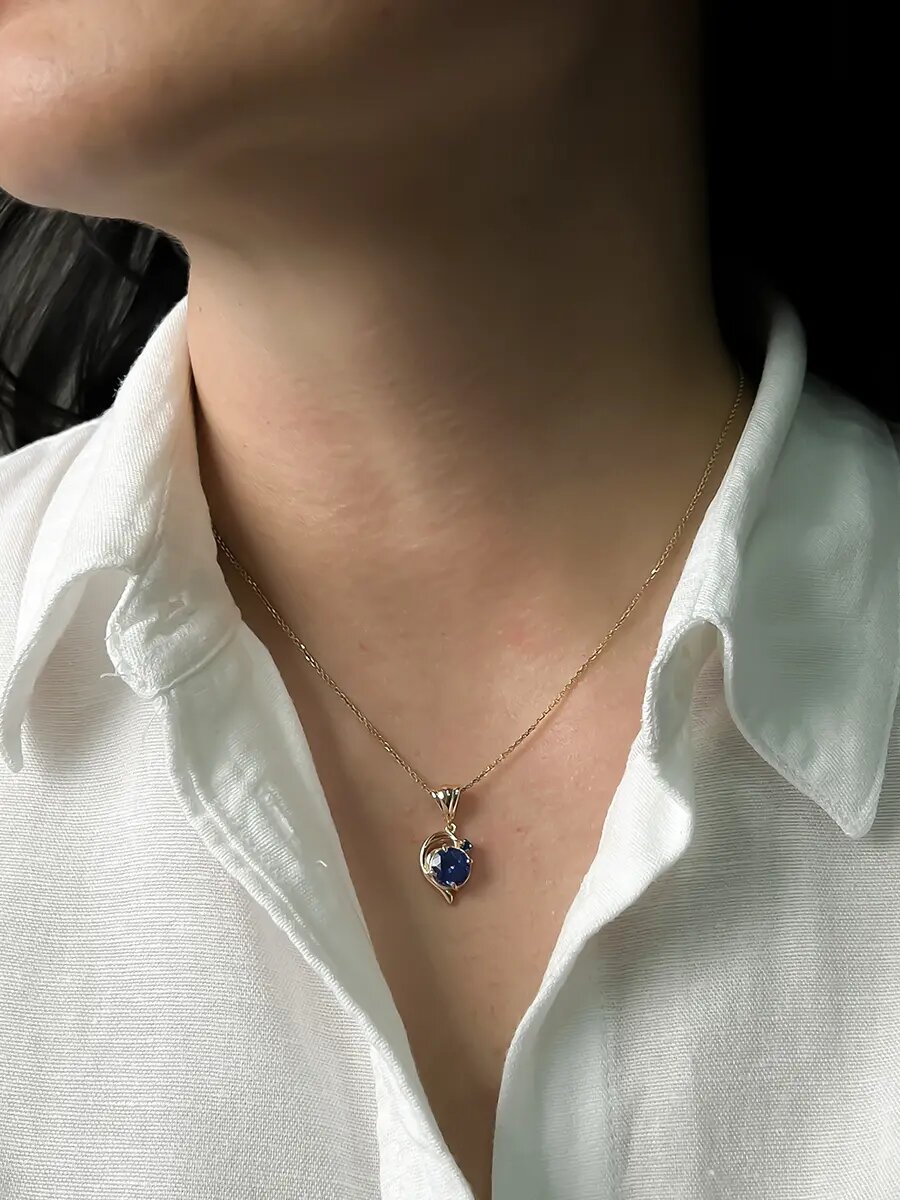 Подвеска, красное золото, 375 проба, танзанит, сапфир