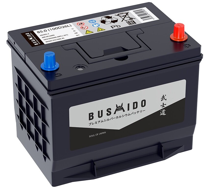 Аккумулятор автомобильный Bushido SJ 100D26L 85 А/ч 720 А обр. пол. Азия авто (260x173x225) с бортиком / Oursun