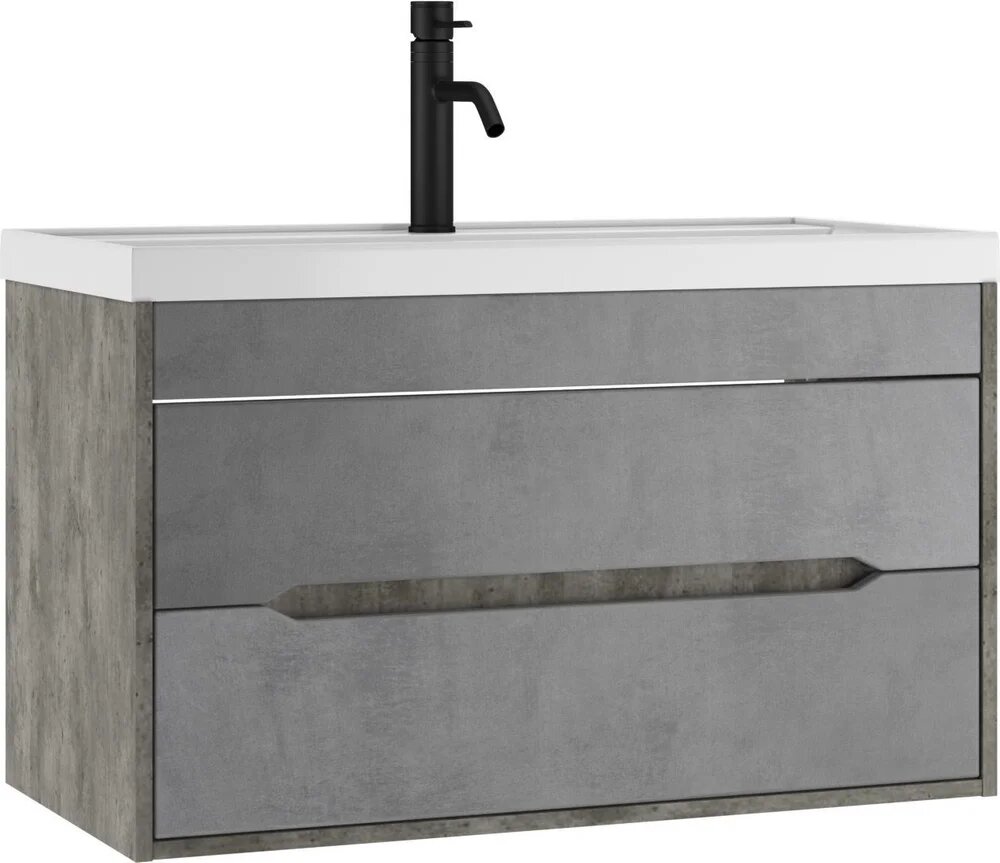 Тумба под раковину подвесная Домино, "Bazis 90" Loft В2 Бетон