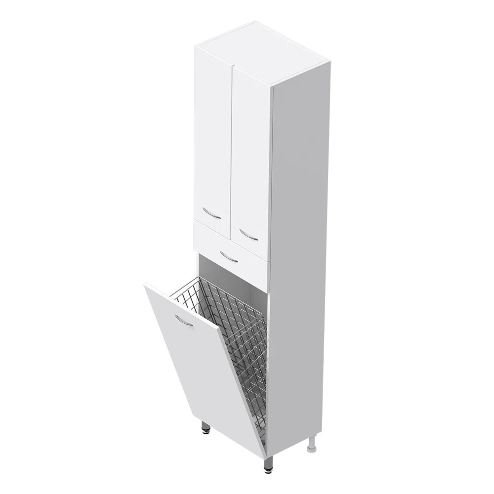 Шкаф-пенал для ванной Onika Модерн 46 с бельевой корзиной, напольный, 46 см, белый