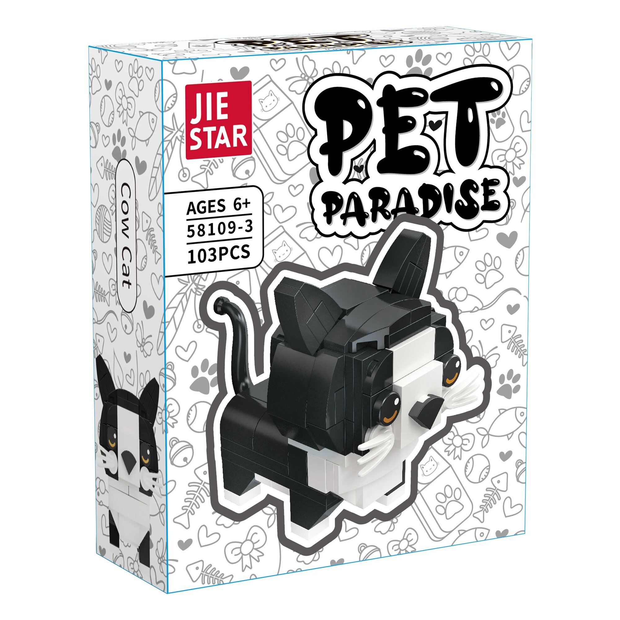 Конструктор JIE STAR Pet Paradise: Черно-белая кошка, 103 дет. (58109-3)