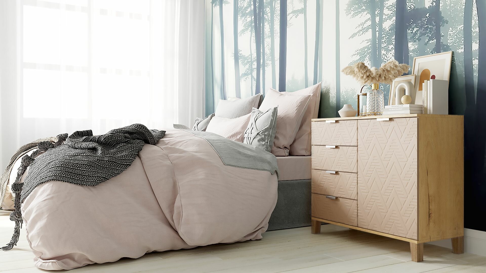 Комод с ящиками и полками для одежды Йорк 26 с 4 ящиками 90 х 80 х 40 см