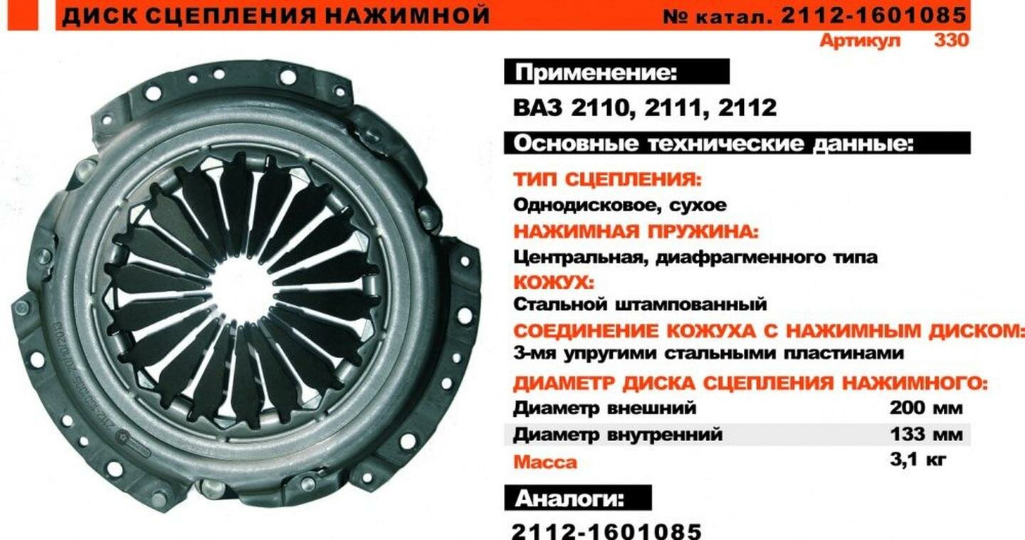 Диск сцепления Волга-сервис "Триал" 71.2112-1601085, для LADA 2112, нажимной