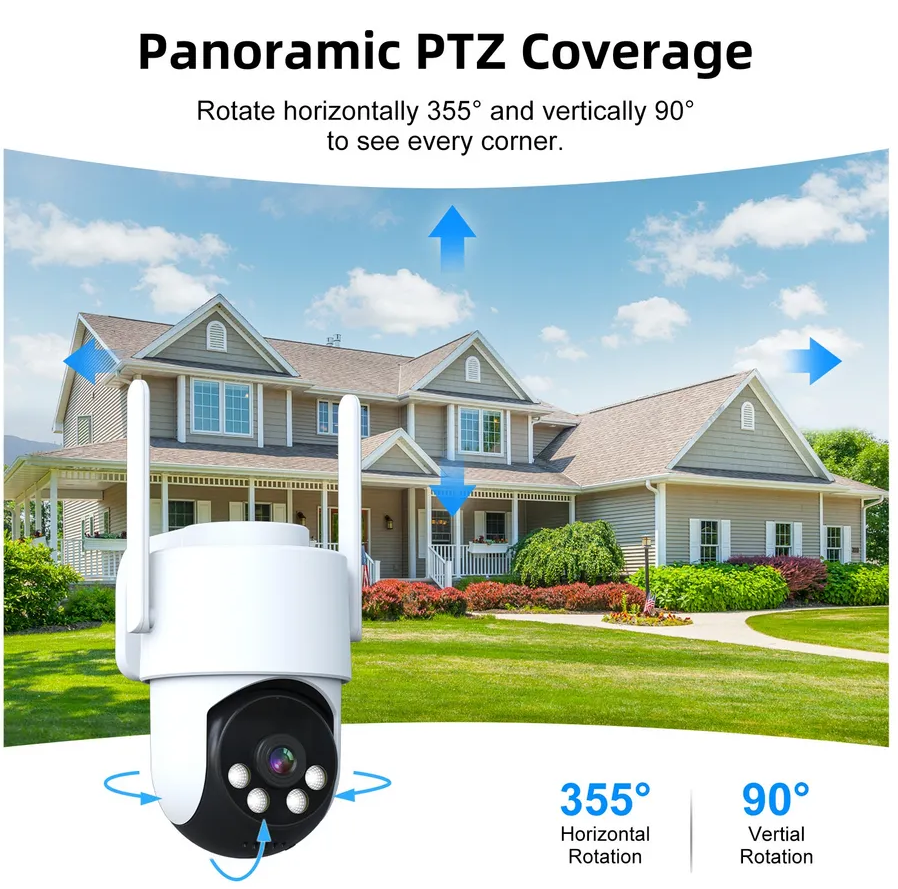 IP-камера видеонаблюдения (C25) с подключением по Wi-Fi, с микрофоном и сигнализацией, 4 Мп, приложение iCSee, белый