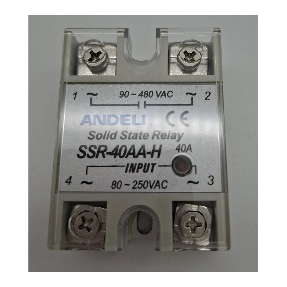 ANDELI Твердотельное реле SSR-40AA-H 40A Управляющее напряжение 80-250V AC 90-480V AC артикул ADL09-255