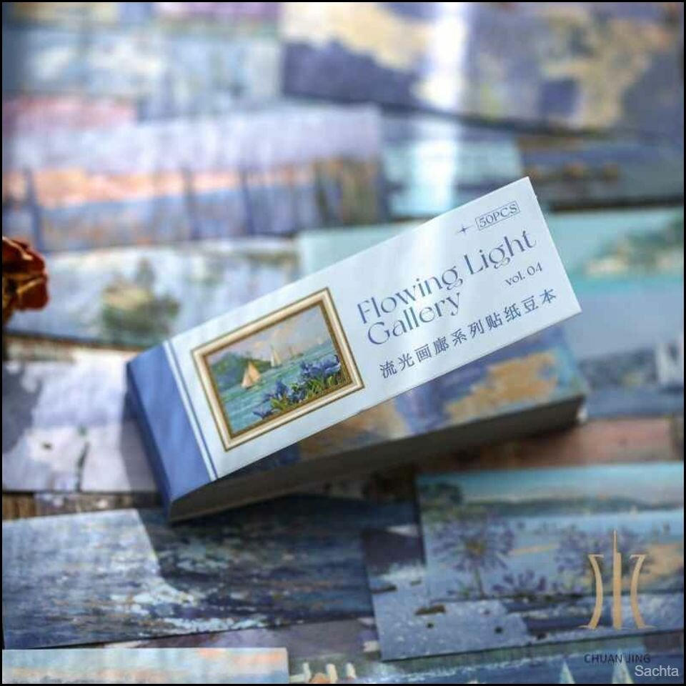 Набор наклеек, Mr. Paper, креативный пейзажный узор, 50 листов/книга, книга наклеек в стиле масляной живописи