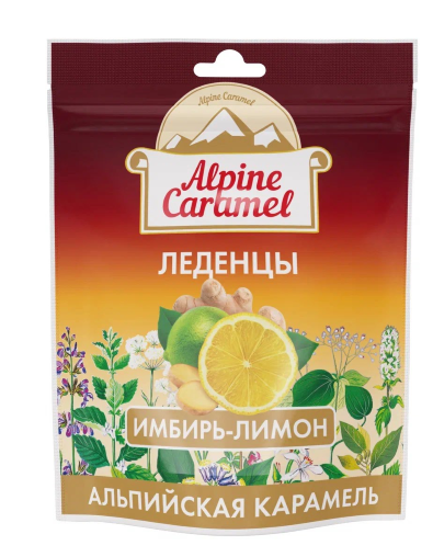 Alpine caramel леденцы альпийская карамель имбирь-лимон 75 гр