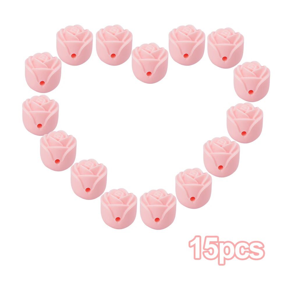 Розовые бусины для прорезывания зубов Rose Quartz 15шт