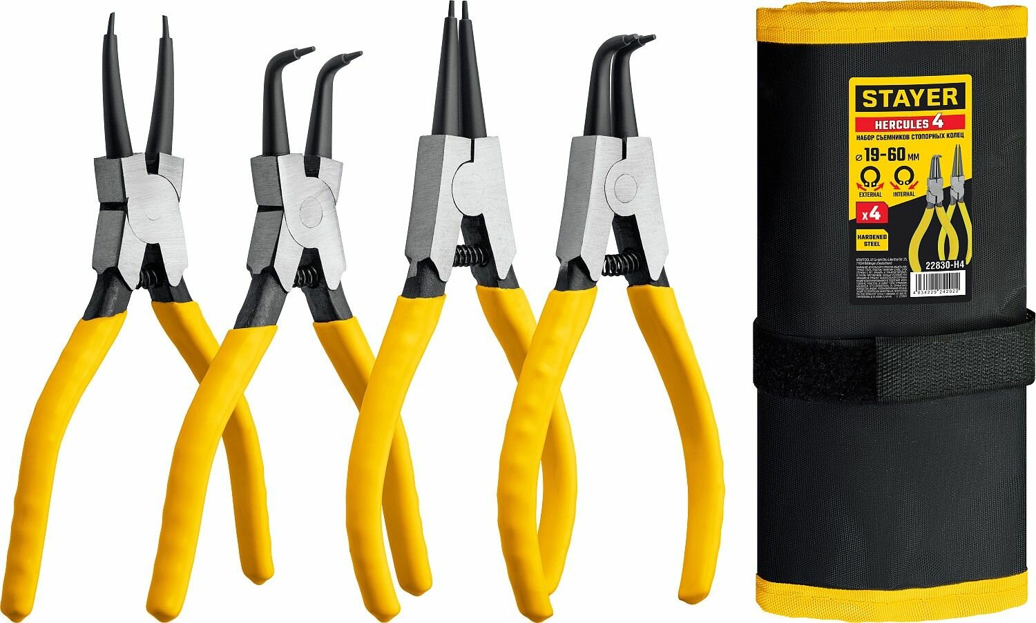 Набор съемников стопорных колец STAYER Hercules-4, 4 шт, 160 мм 22830-H4