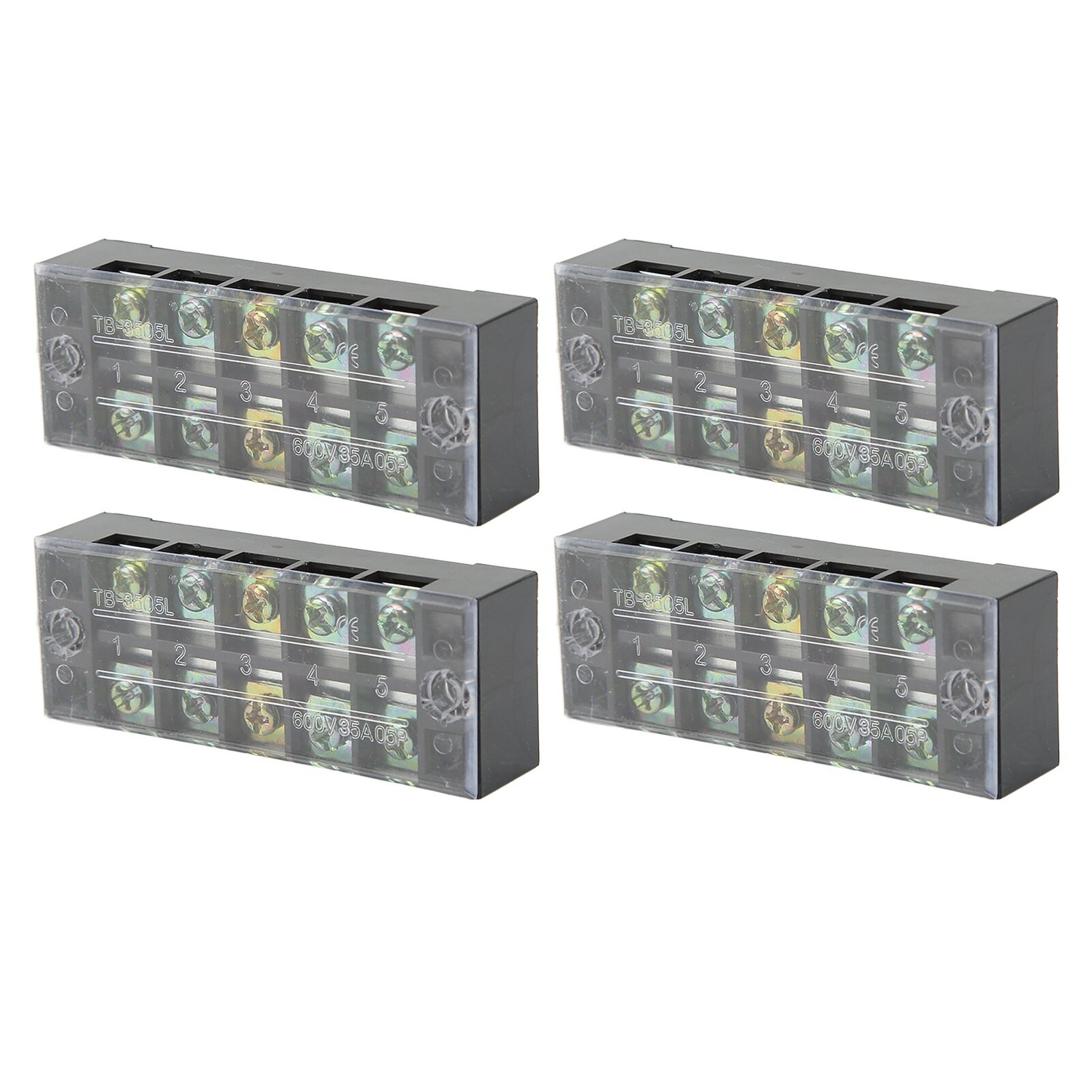 4 шт. двухрядный клеммник с винтовым зажимом и крышкой, для высокой нагрузки 600В 35А 5 позиций (3505)
